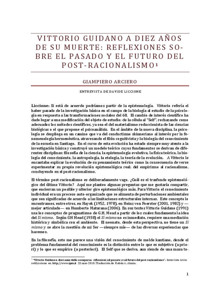 Entrevista Arciero de David Liccione | PDF | Hermenéutica | Science