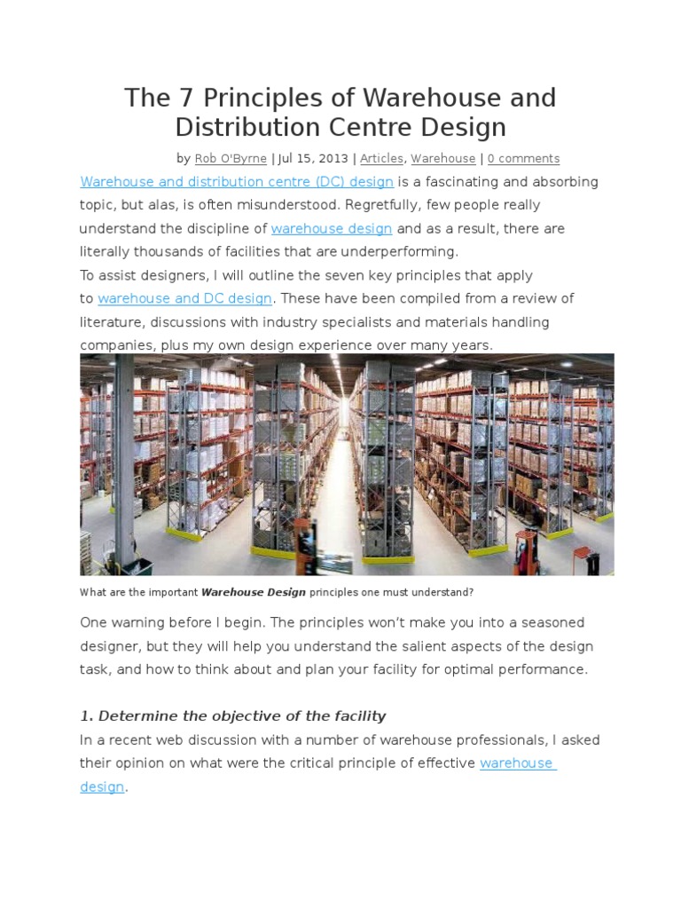 The 7 Principles of Warehouse and Distribution Centre Design | PDF ...