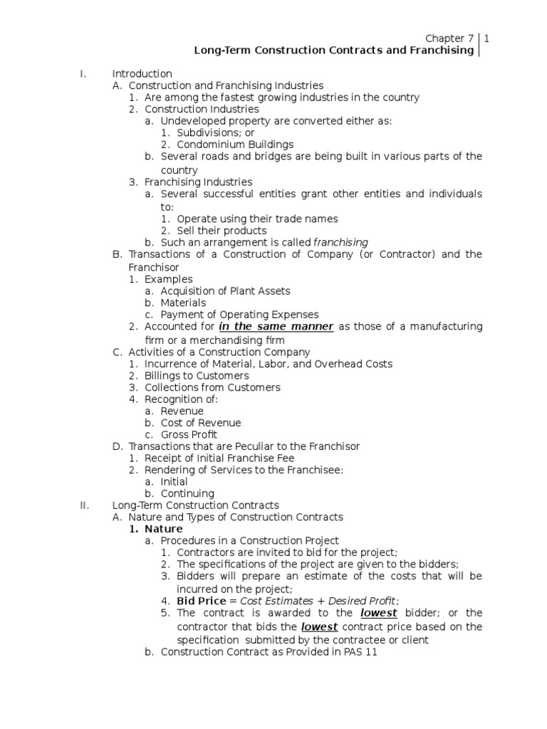 Long-Term Construction Contracts and Franchising | PDF | Franchising ...