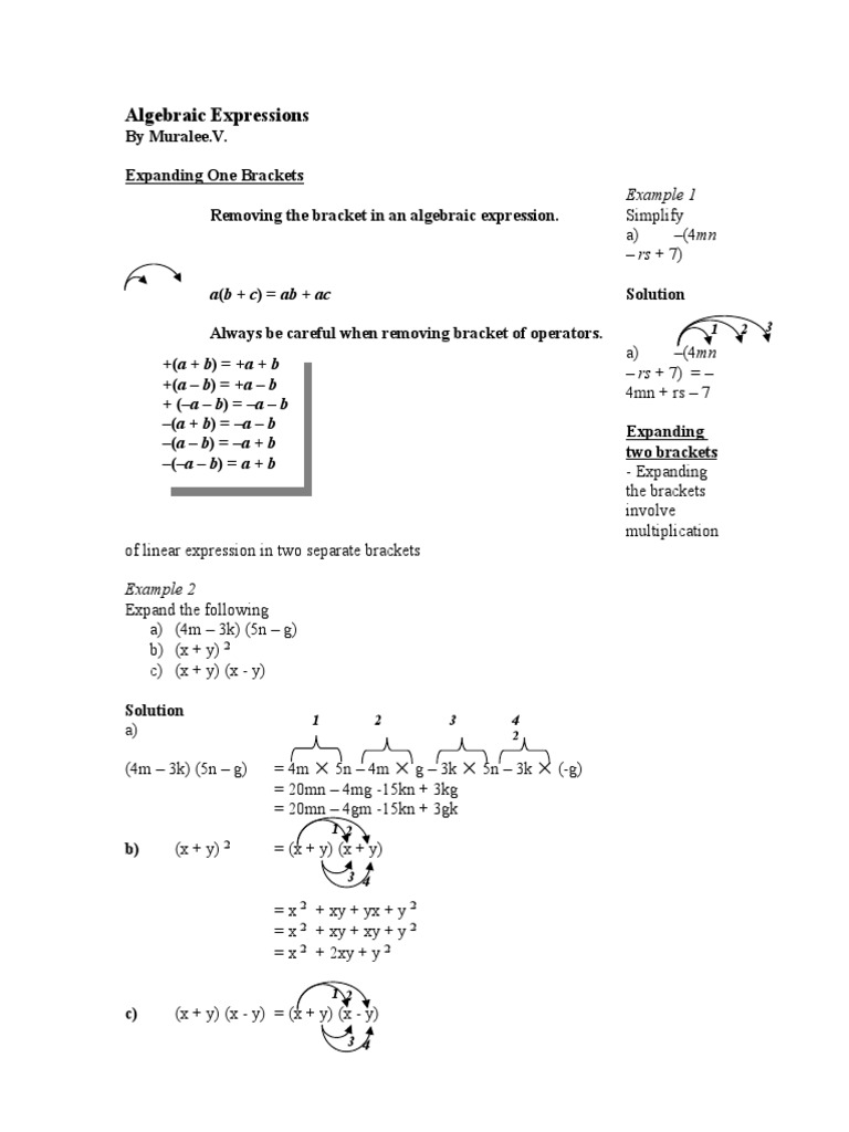 Algebraic Expressions Explained | PDF | Fraction (Mathematics ...