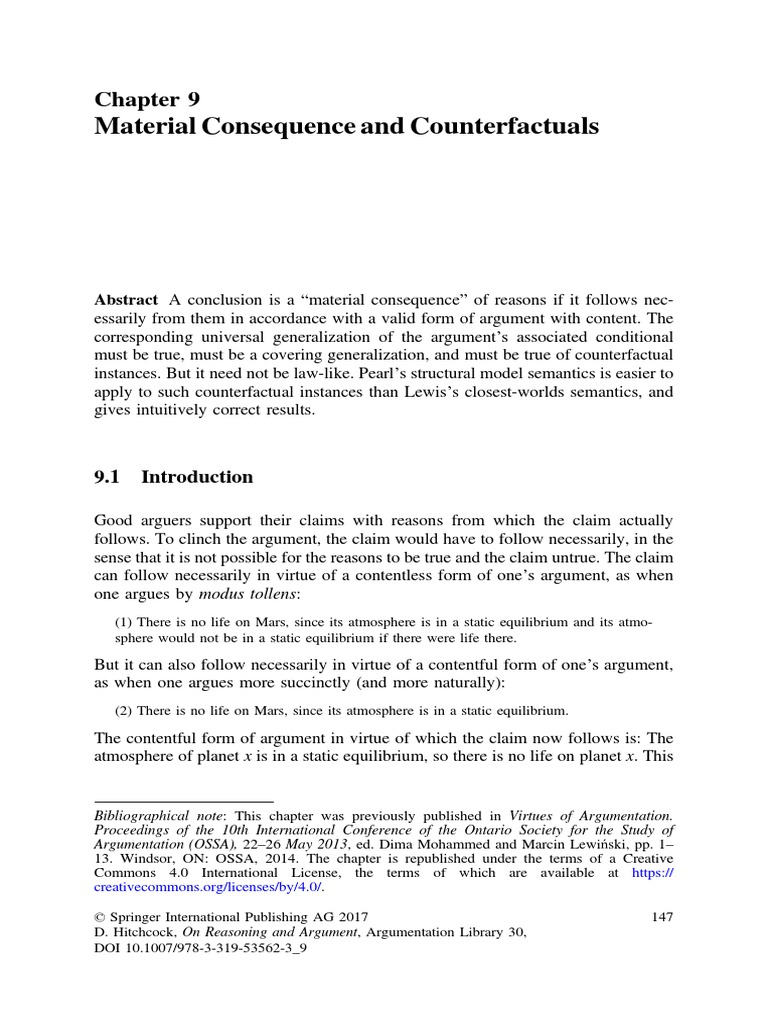 Material Consequence and Counterfactuals | PDF | Argument | Causality