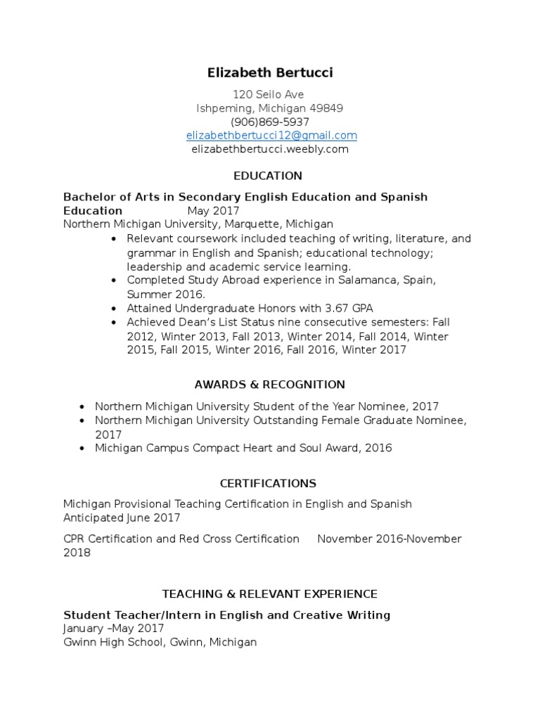 Beth Bertucci Resume Revised | PDF | Cheerleading | Teachers