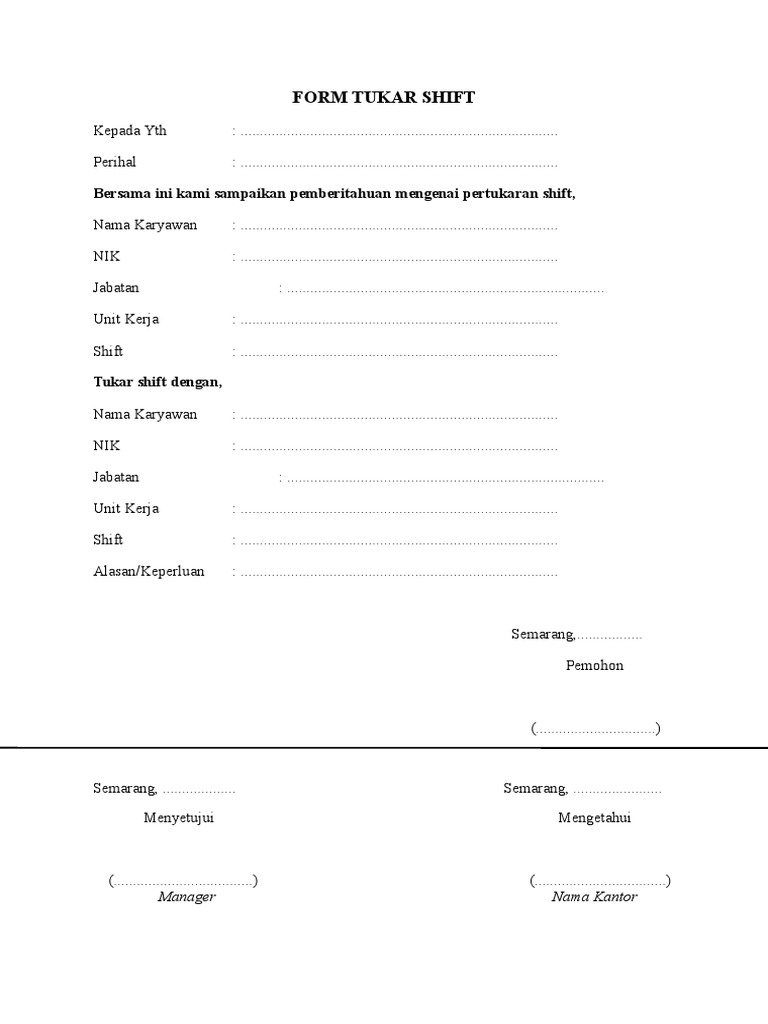 Form Tukar Shift | PDF
