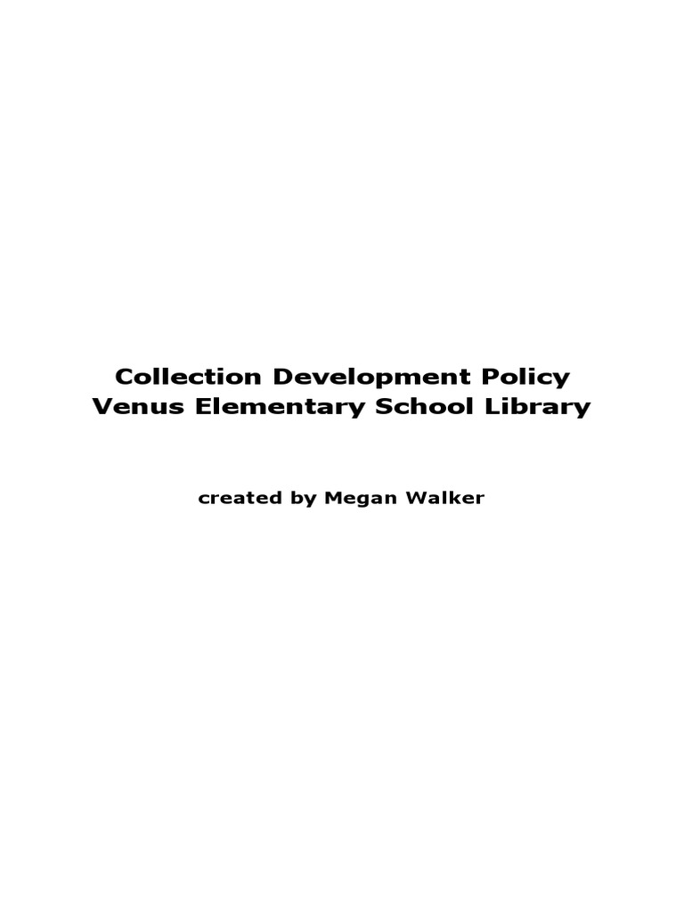 Collection Development Policy Venus Elementary School Library | PDF ...