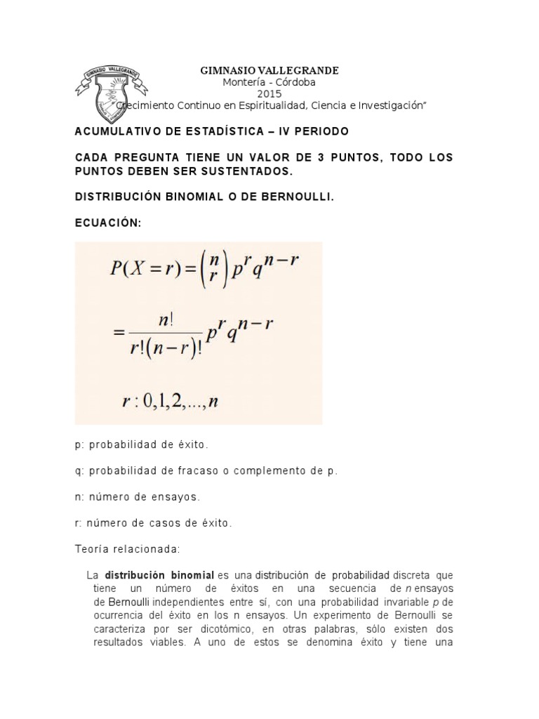 Distribución Binomial o de Bernoulli | PDF | Probabilidad | Science