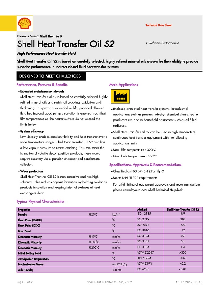 Shell Heat Transfer Oil S2 | PDF | Heat Transfer | Heat