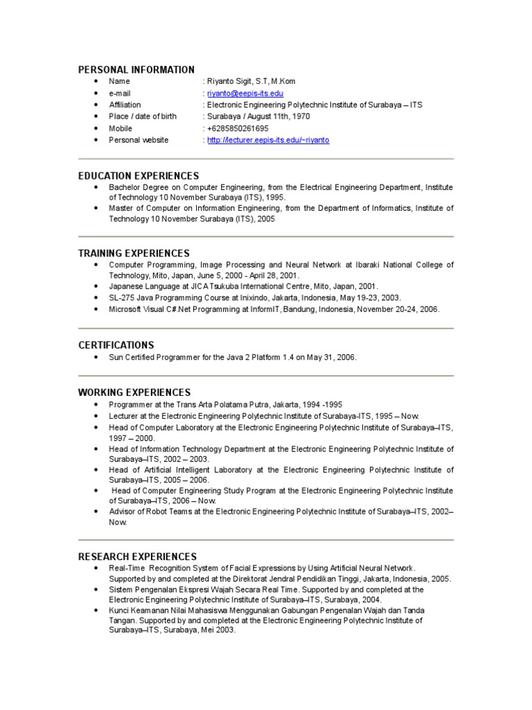 CV Riyanto Sigit | PDF