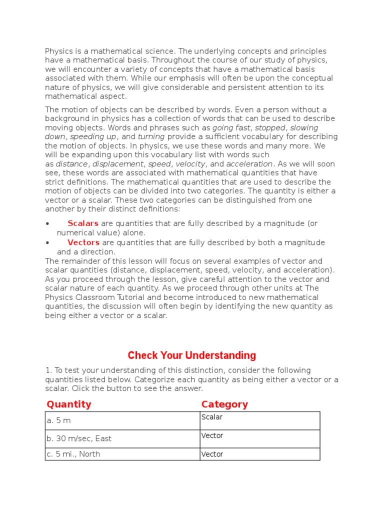 02 Scalar and Vector Quantity | PDF