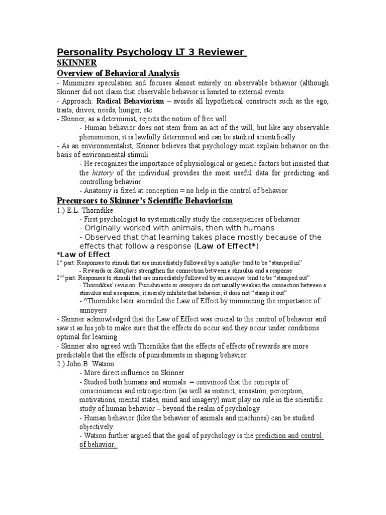 Personality Psychology LT 3 Reviewer | PDF | Reinforcement | Classical ... Personality Psychology LT 3 Reviewer | PDF | Reinforcement | Classical ...
