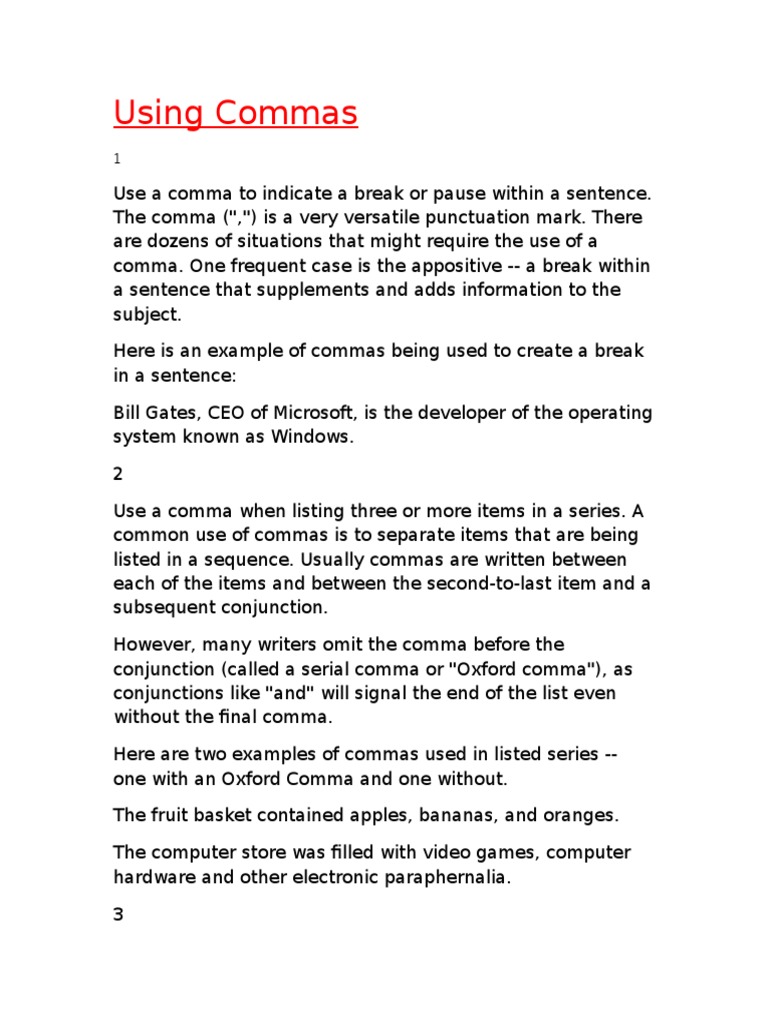 Commas | PDF | Comma | Sentence (Linguistics)