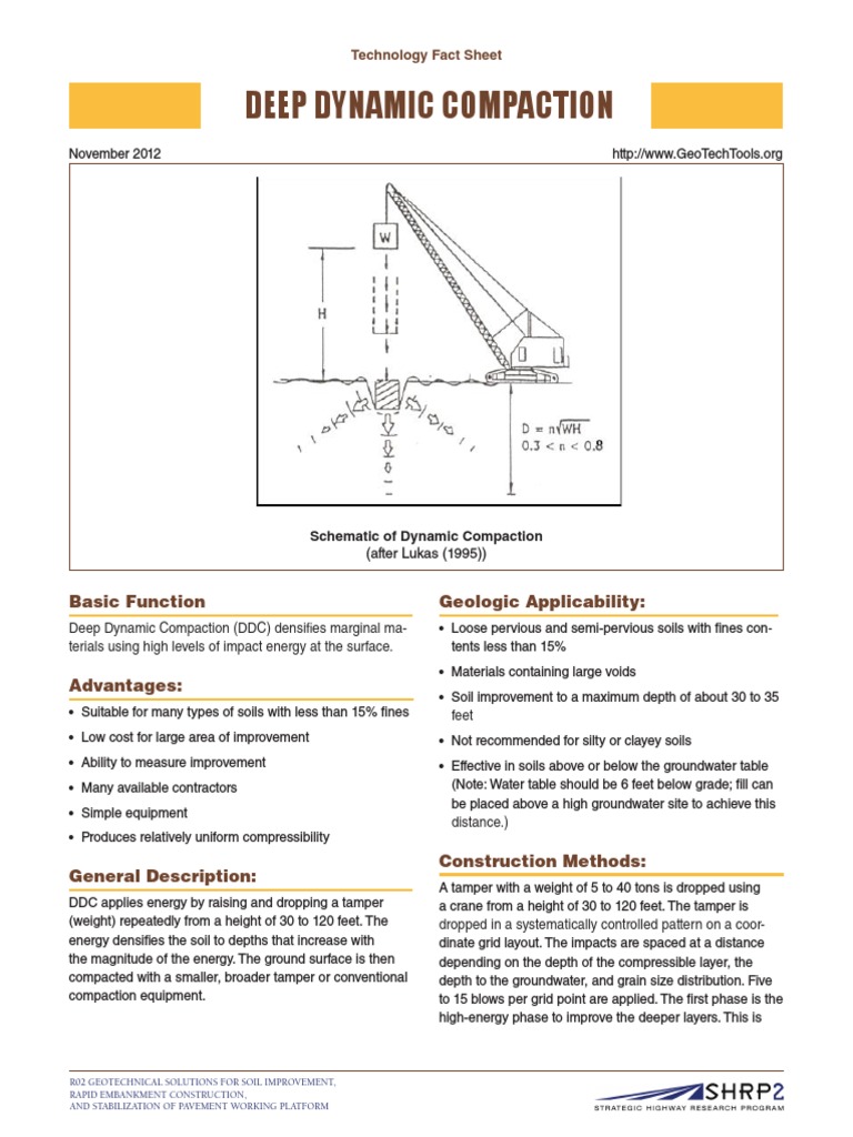 Deep Dynamic Compaction: Basic Function Geologic Applicability | PDF ...
