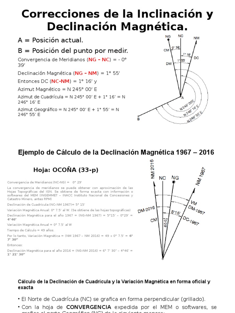 Correcciones de La Inclinación y Declinación Magnética | PDF | Azimut ...