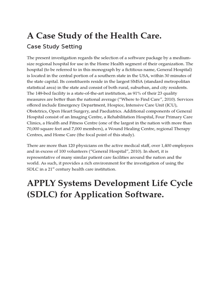 A Case Study of The Health Care | PDF | Health Care | Hospital