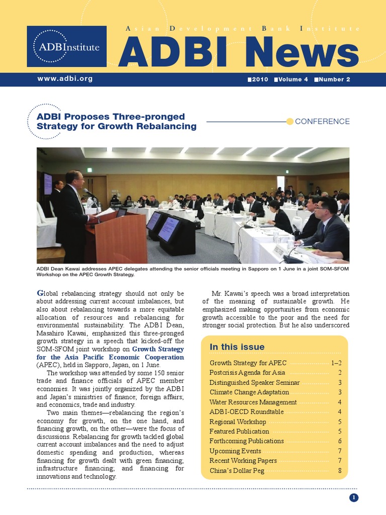 ADBI News: Volume 4 Number 2 (2010) | PDF | Economic Growth ...