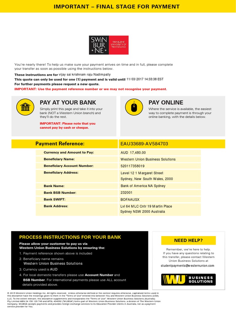 Pay at Your Bank Pay Online: Payment Reference | PDF | Payments ...