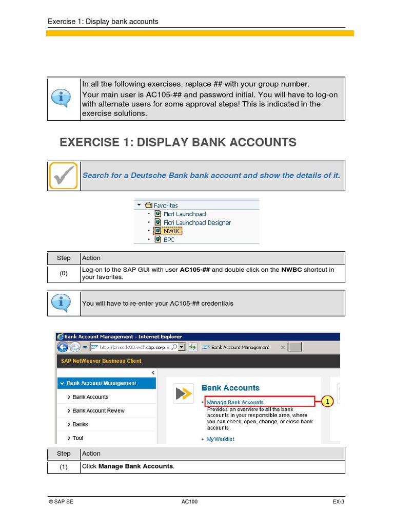 Exercise 1: Display Bank Accounts | PDF | Information Technology ...