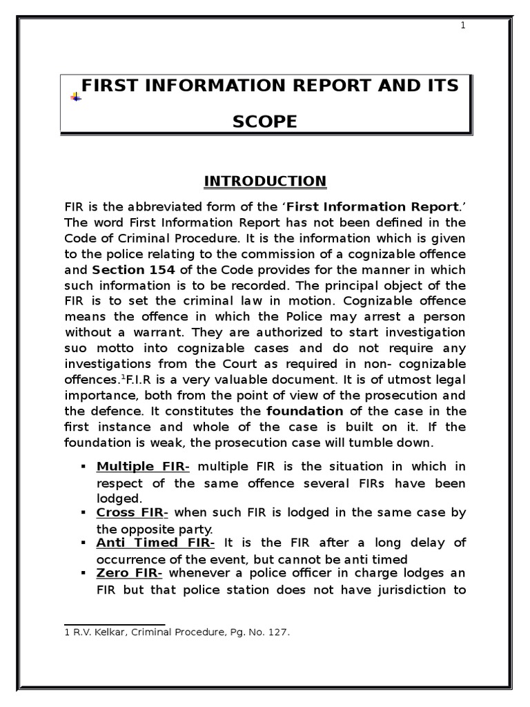 First Information Report and Its Scope | Download Free PDF | Criminal ...