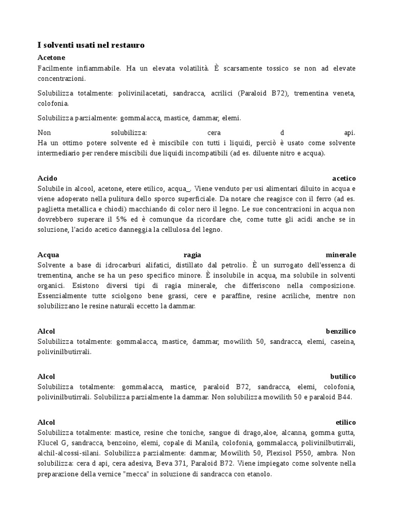 Solventi Per Restauro PDF | PDF