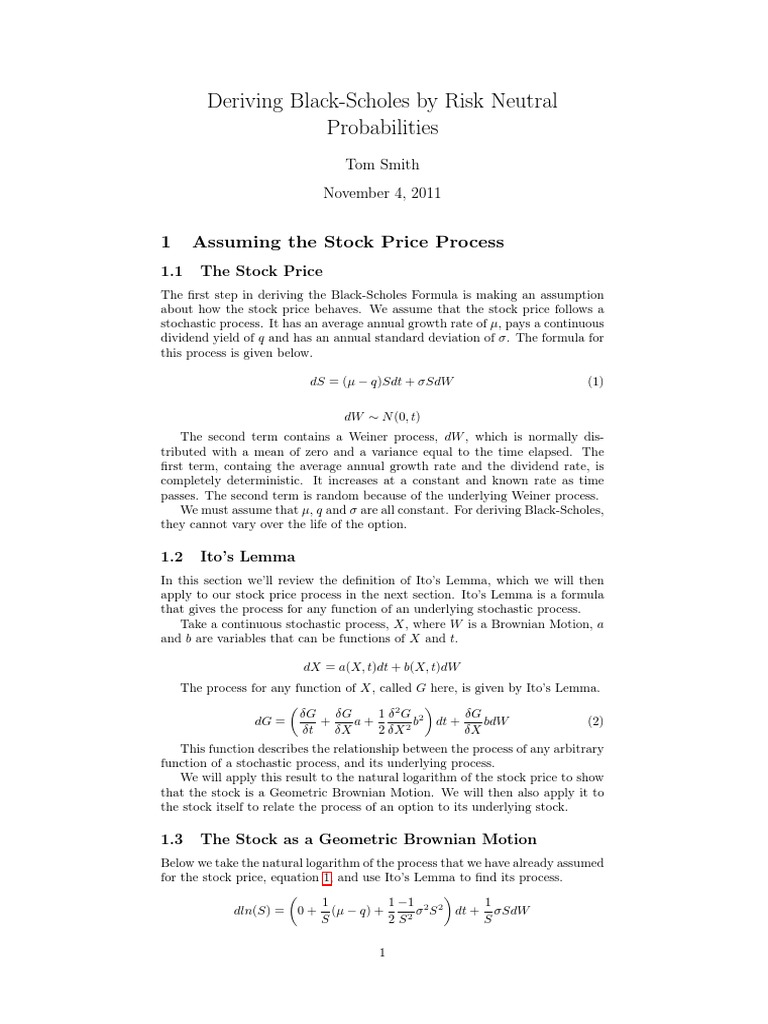 Black Scholes Derivation | Greeks (Finance) | Black–Scholes Model