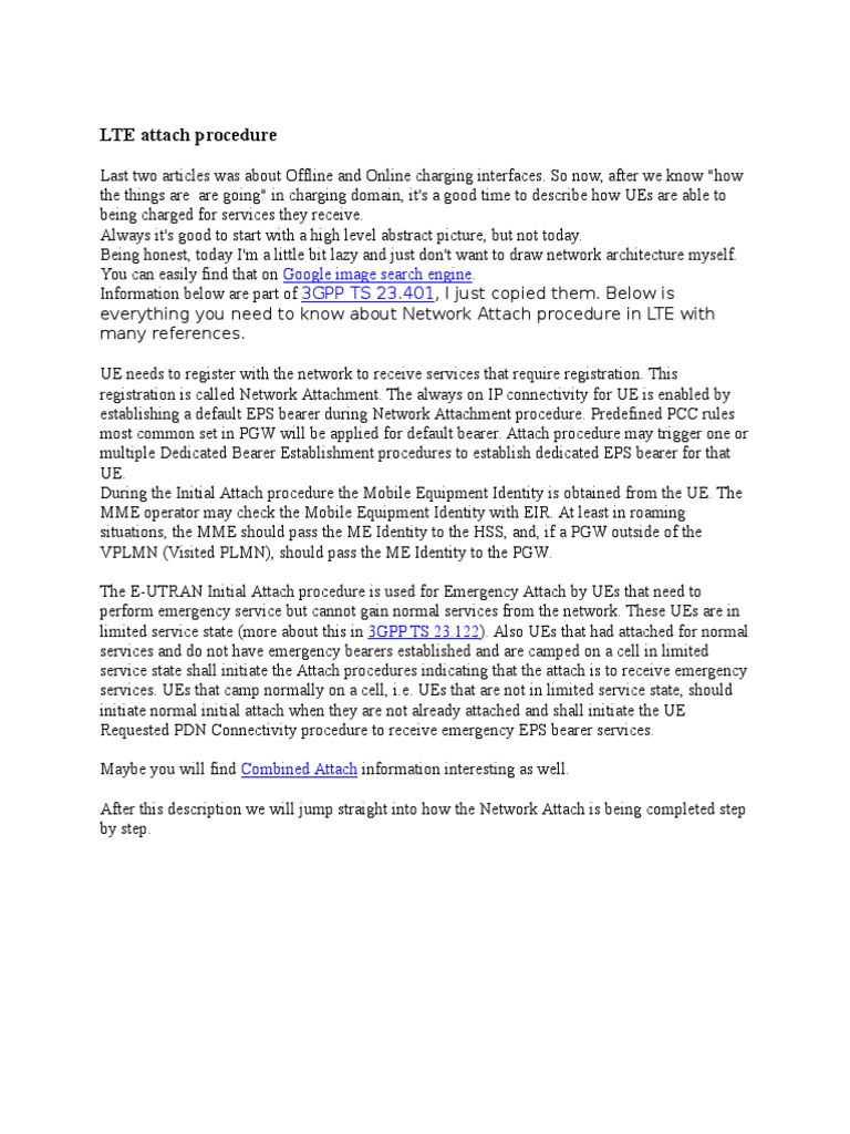 LTE Attach Procedure | PDF | I Pv6 | Computer Networking