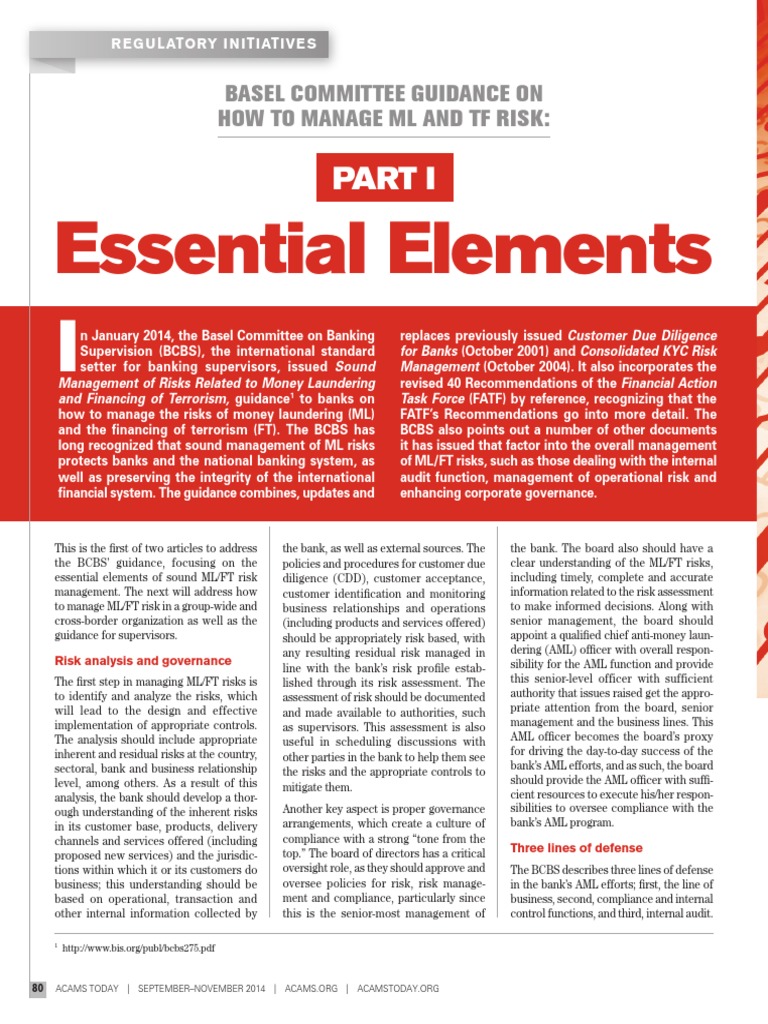 Basel Committee Guidance on Managing Money Laundering and Terrorism ...
