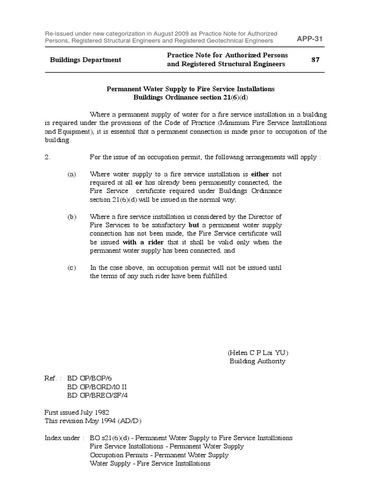 Buildings Department Practice Note For Authorized Persons and ...