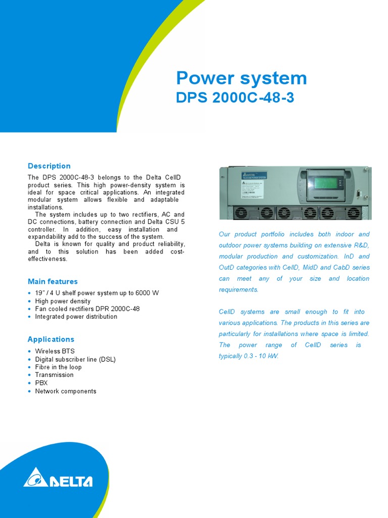 Power System: DPS 2000C-48-3 | PDF | Rectifier | Electric Power System