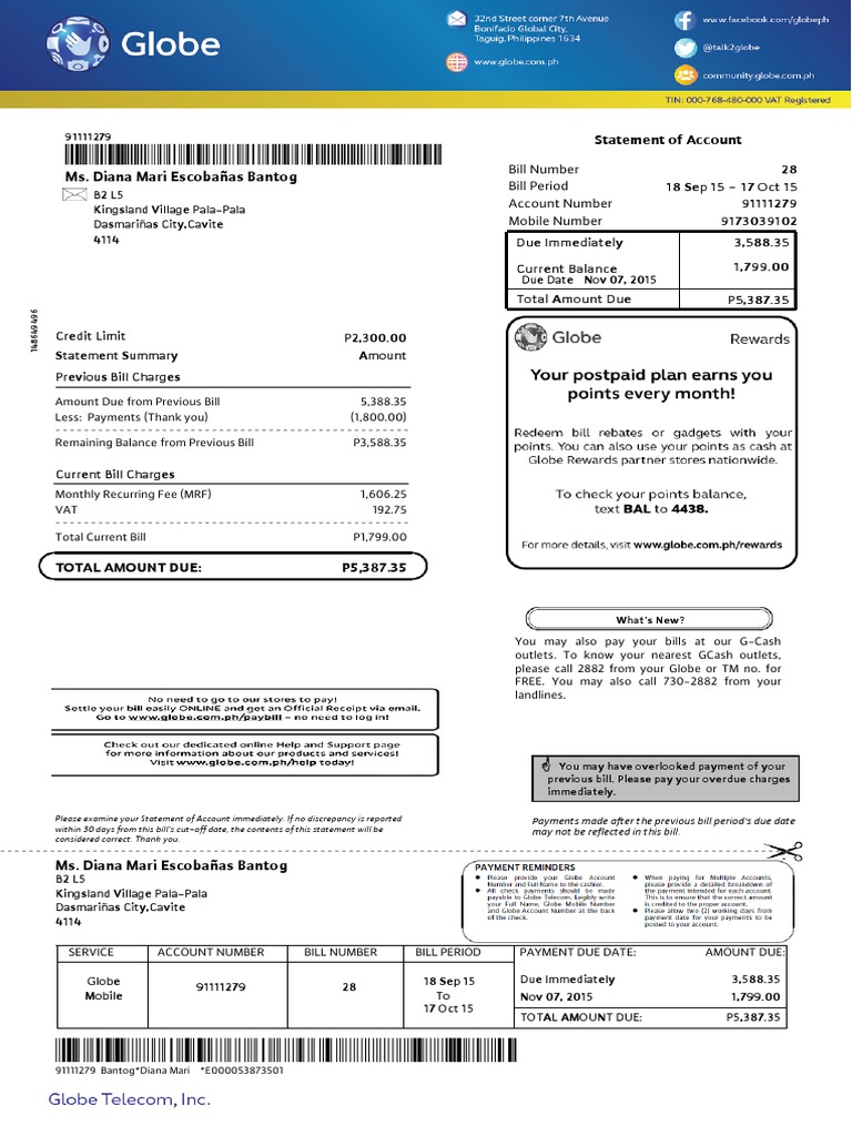 Globe Bill | PDF | Service Industries | Payments