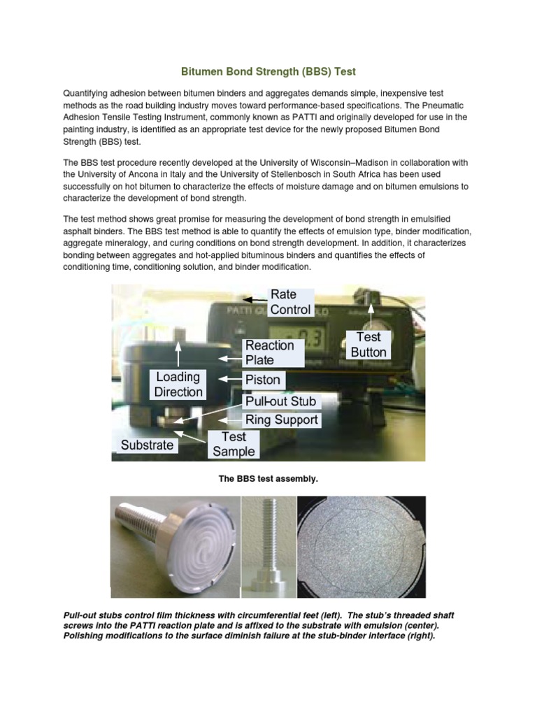 Bitumen Bond Strength (BBS) Test | PDF