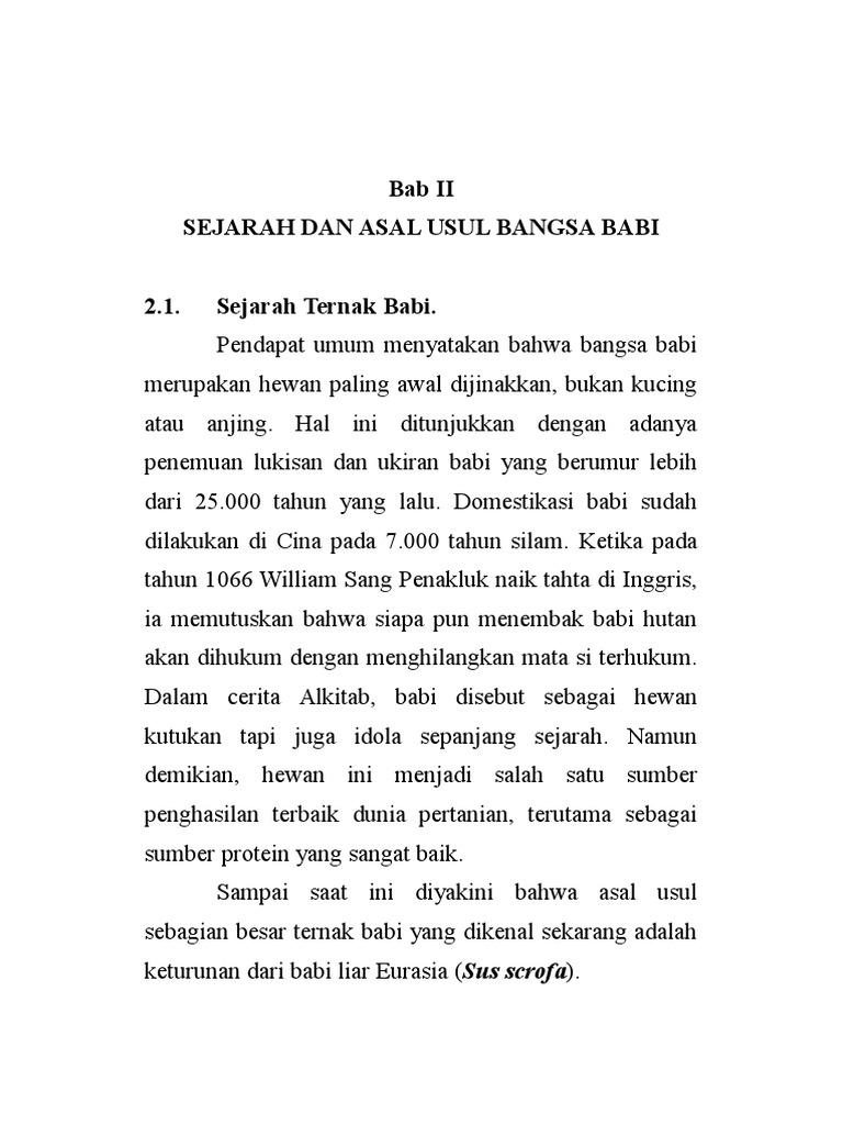 BAB II Sejarah Dan Asal Usul Babi | PDF