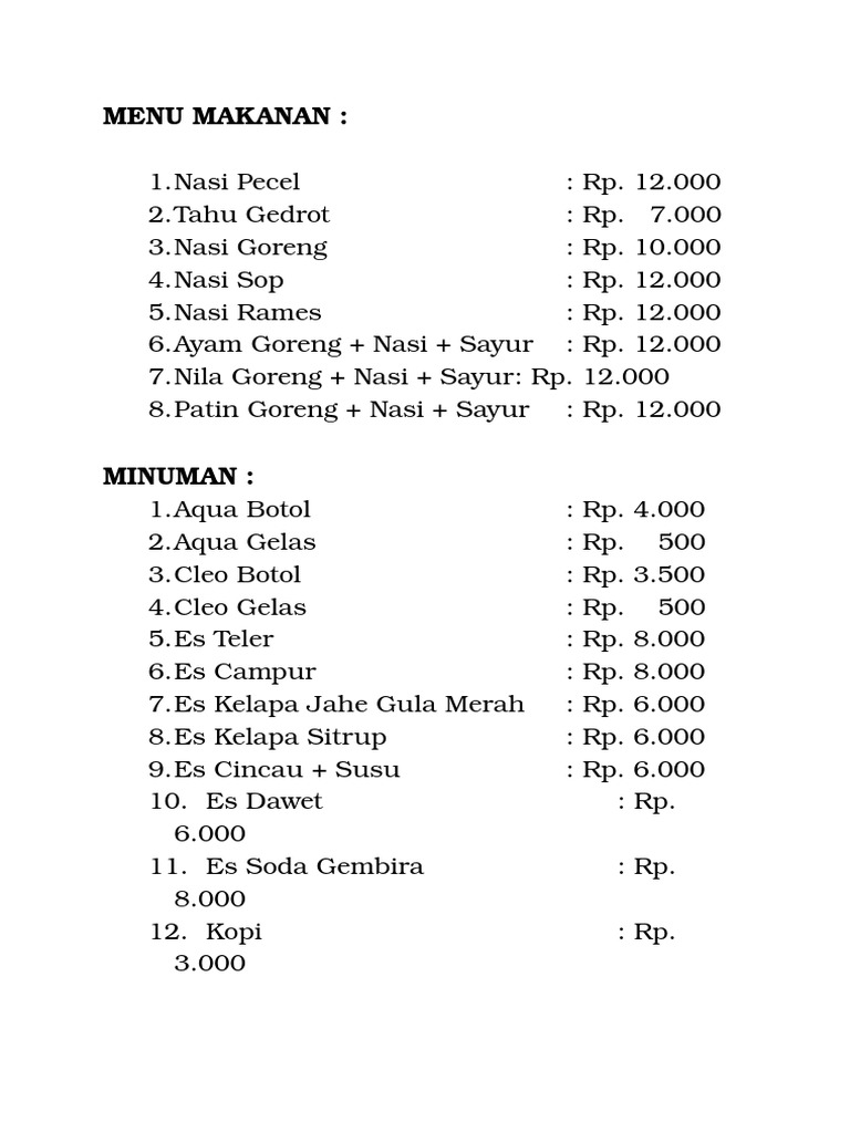 Menu Makanan | PDF