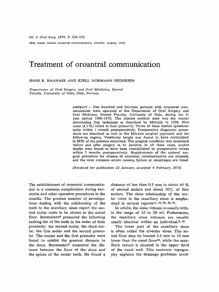 Treatment of oroantral communication: Int. J. Oral Surg | Medicine ...
