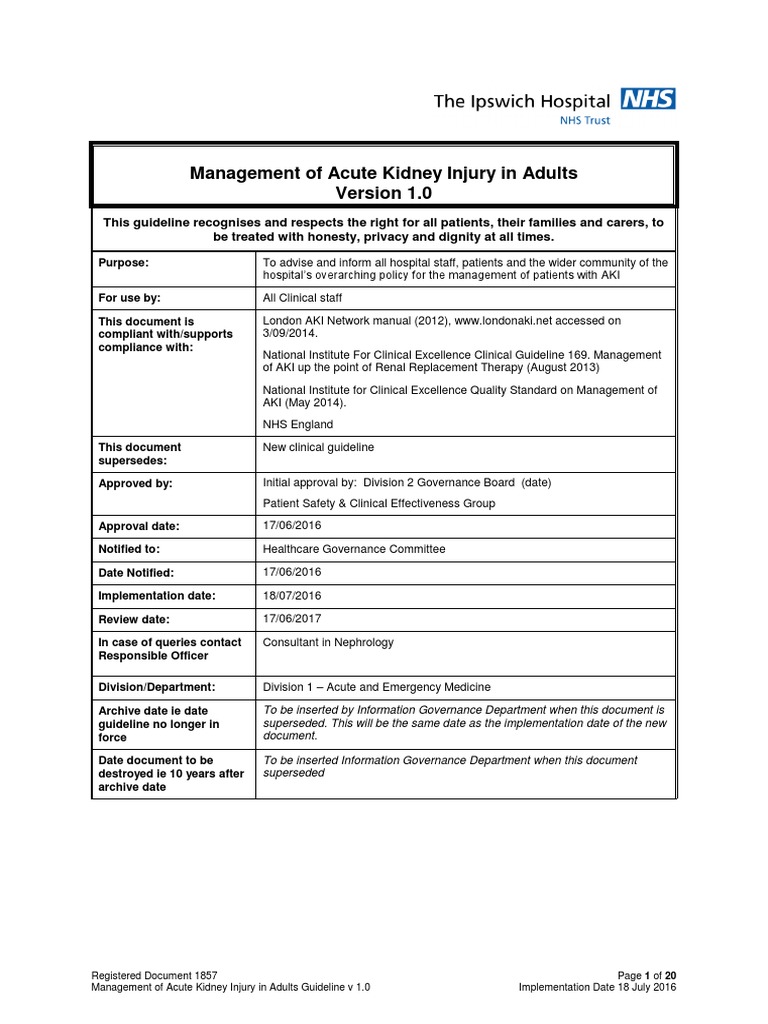 Management of AKI | PDF | Chronic Kidney Disease | Nephrology