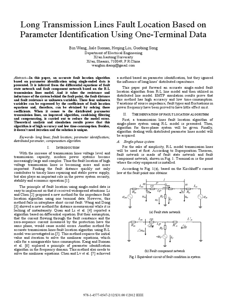 Long Transmission Lines Fault Location Based On Parameter ...