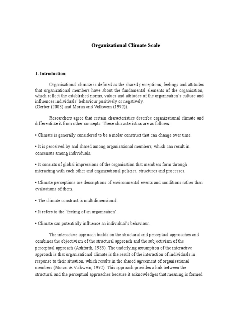 Dimensions of Organizational Climate | PDF | Organizational Culture ...