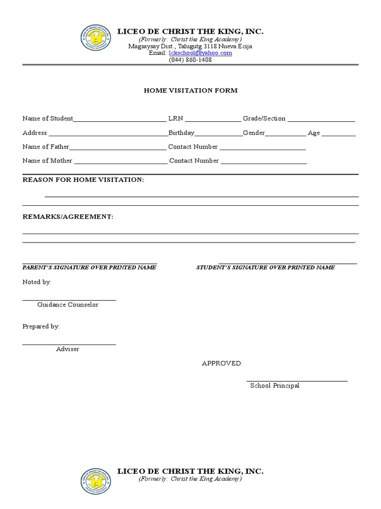 Home Visit Form | Personal Computers | Digital Technology