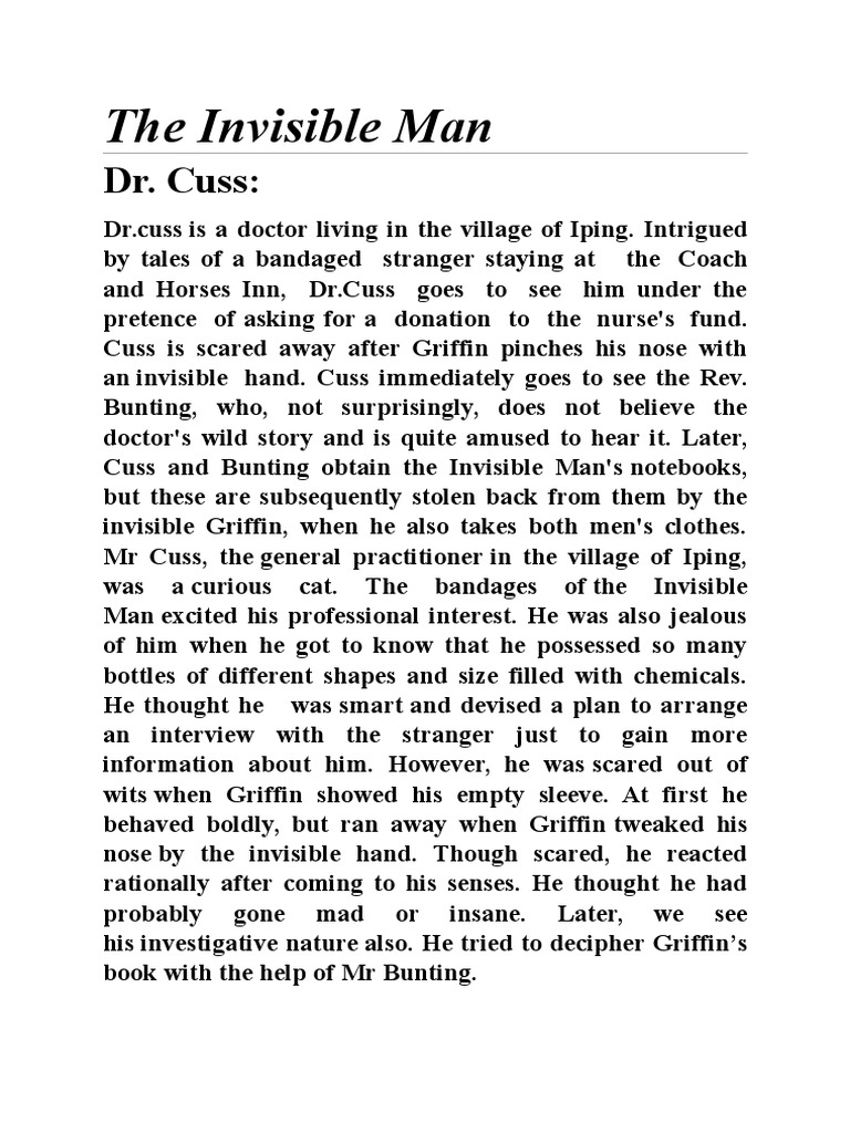 The Invisible Man: Dr. Cuss | PDF