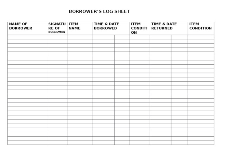 Borrower Log Sheet | PDF