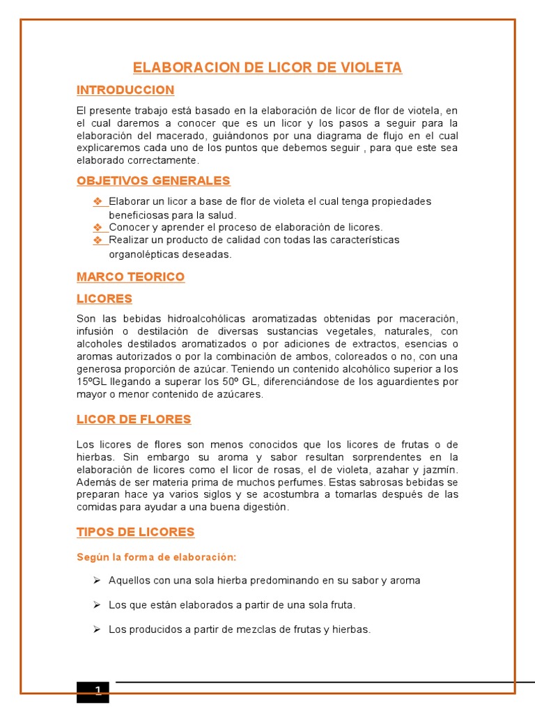 Licor de Violeta: Guía de Elaboración | PDF | Bebidas | Plantas