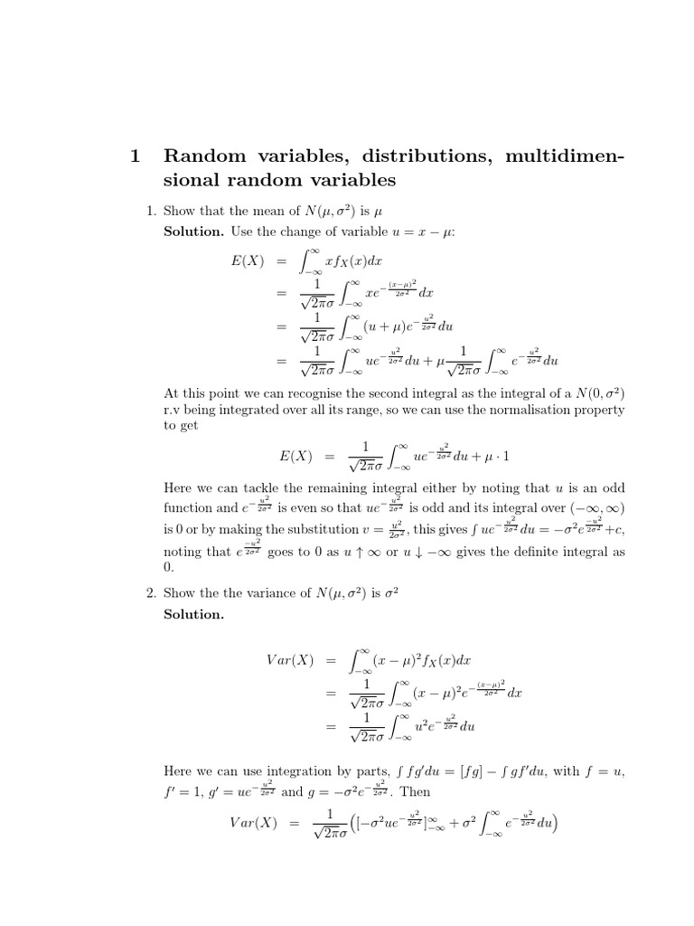 Random Variables, Distributions, Multidimensional Random Variables | Download Free PDF ...
