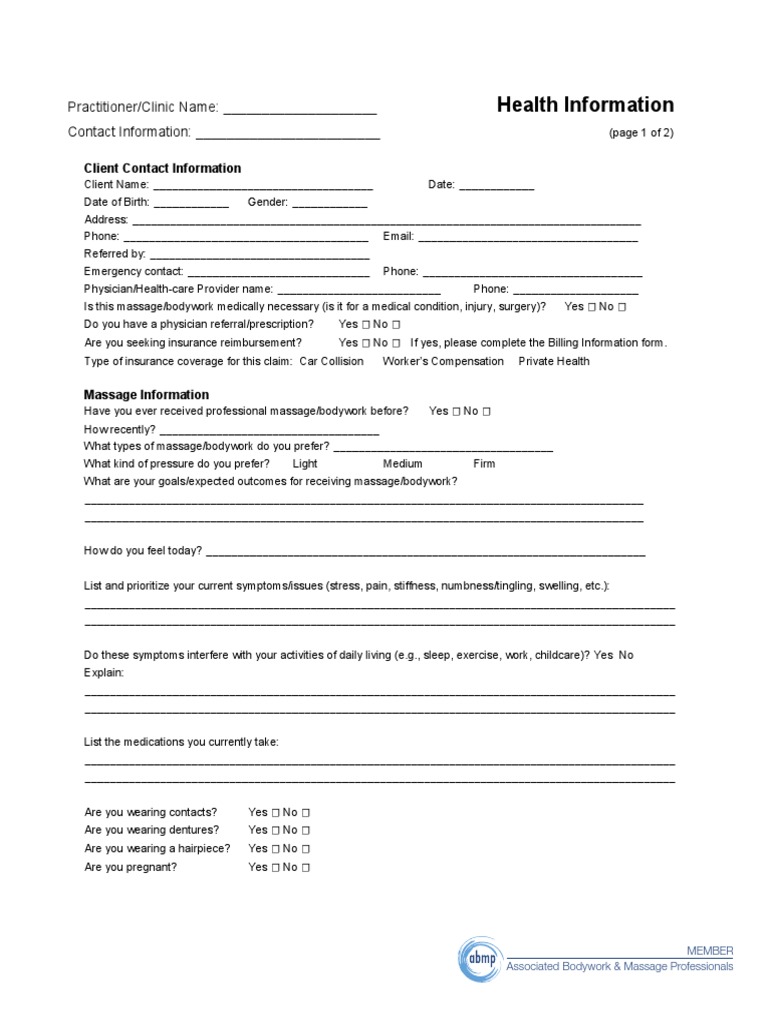 Health Information Print | Download Free PDF | Massage | Physician