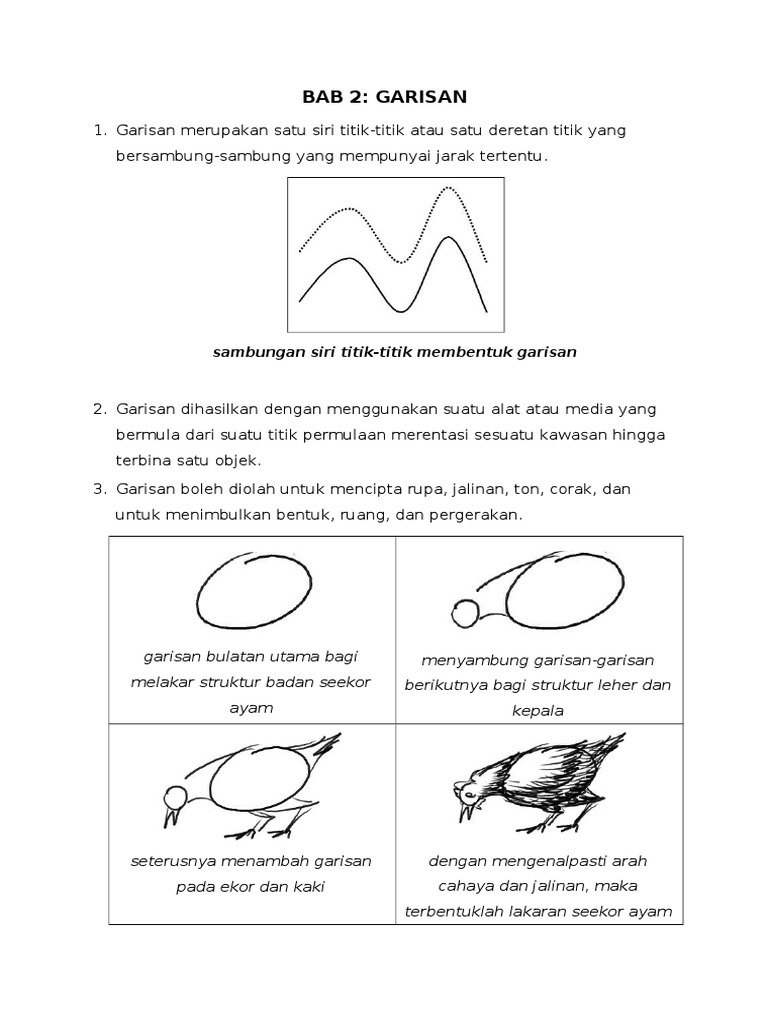 PENDIDIKAN SENI VISUAL TINGKATAN 1 2017: Bab 2 - Garisan | PDF