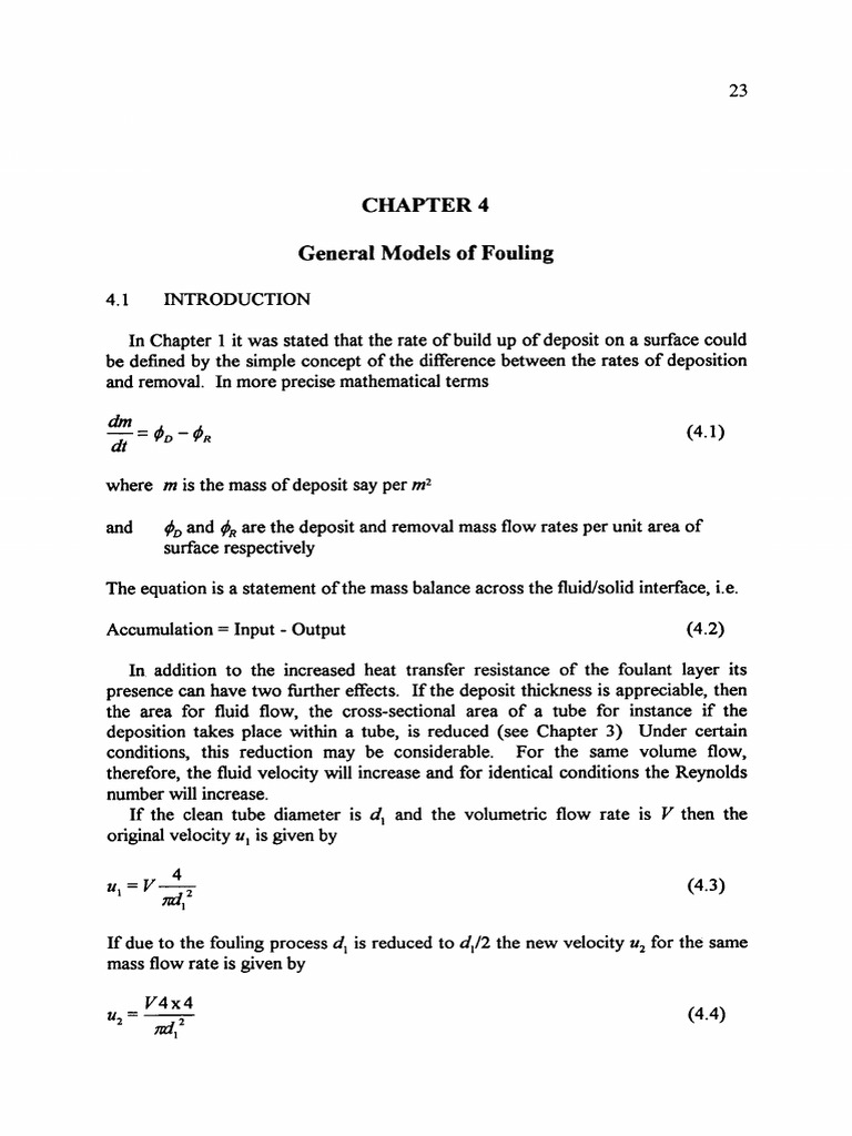 CHAPTER 4 - General Models of Fouling | PDF | Fluid Dynamics | Heat ...