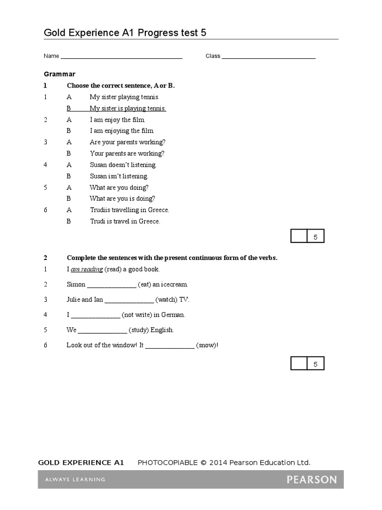 A1 Progress Test 05 | PDF