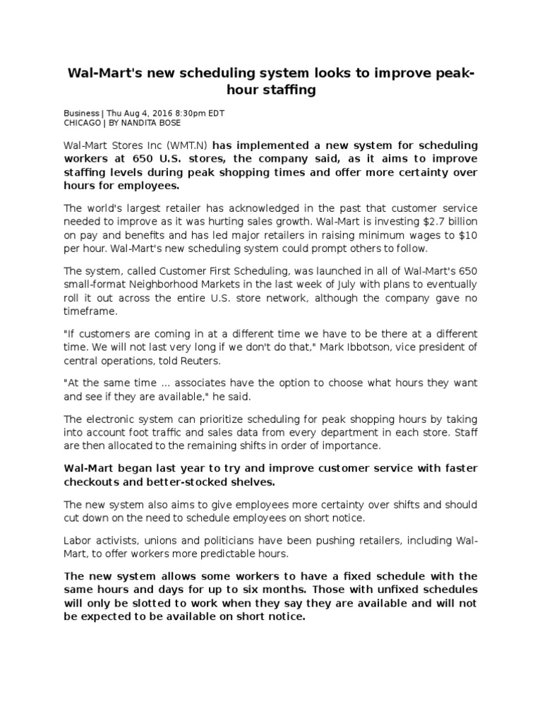 Wal-Mart's New Scheduling System Looks To Improve Peak-Hour Staffing ...