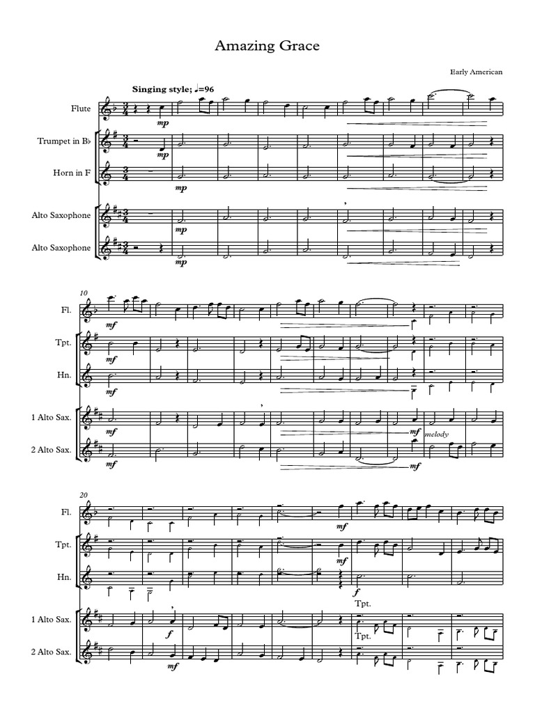 Amazing Grace - Polo | PDF | Saxophone | European Musical Instruments