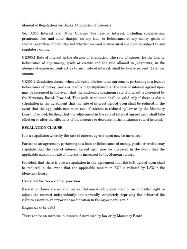 Stipulation of Interests | PDF | Usury | Interest