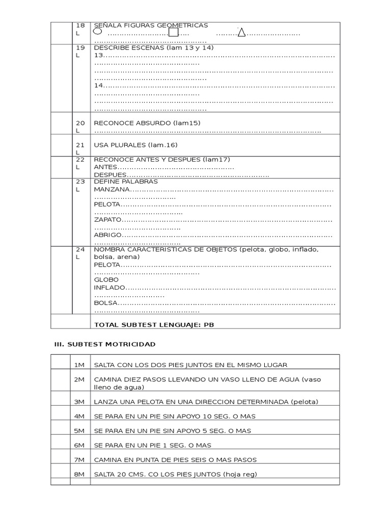 Hoja de Respuestas TEPSI Hoja Posterior | PDF