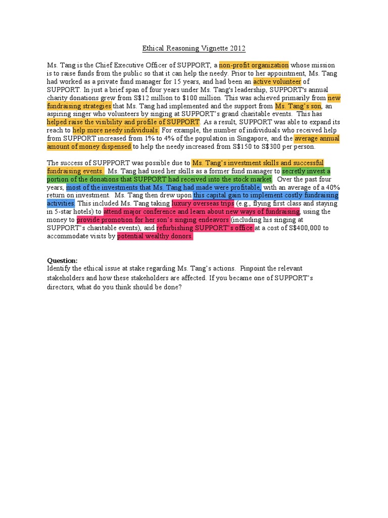 Ethical Reasoning Vignette | PDF