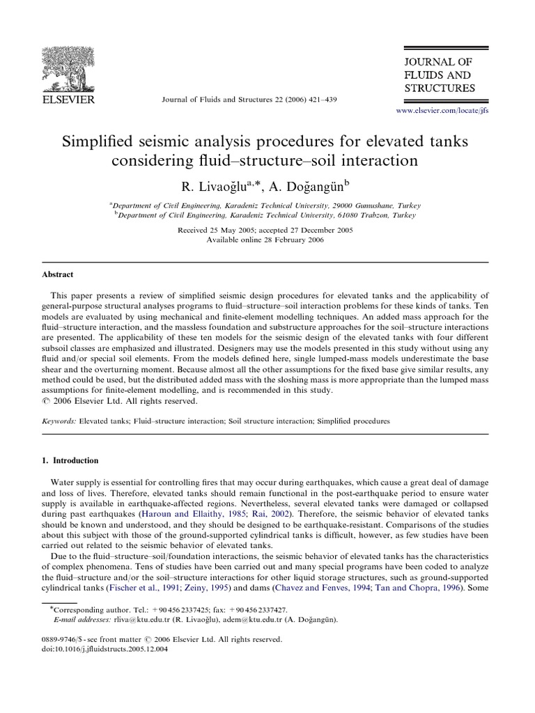 Simplified Model For Liquid Containing Structures PDF | PDF ...